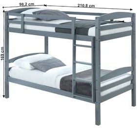Šedá patrová postel FORKOLA 90 x 200 cm