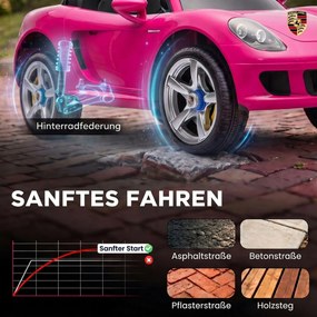 AIYAPLAY dětské elektrické auto Porsche Carrera GT, 10,8 V, růžové