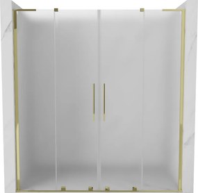 Mexen Velar L Duo, posuvné sprchové dveře do otvoru 200 cm, 8mm sklo námraza, zlatá lesklá, 871-200-003-32-50