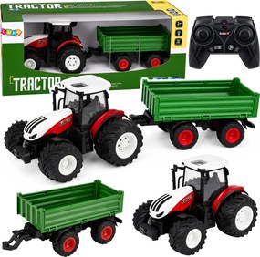 LEAN Toys Zemědělský traktor s vyklápěcím přívěsem, dálkově ovládaný, světla a zvuky, měřítko 1:24