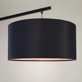 Černá kovová stojací lampa s bavlněným stínidlem Kave Home Ciana 221,5 cm