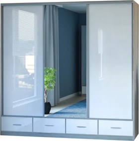 ARK Šatní skříň LUICE, Bílá/Dub Sonoma + LED osvětlení 250 cm