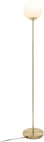 Stojací lampa s kulatým stínítkem, kov, zlato, 134 cm