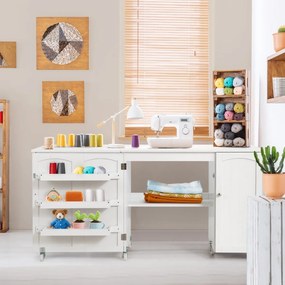 Costway Skládací šicí stůl Šicí skříň všestranný – 158 × 50 × 75 cm