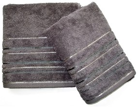 Praktik Froté ručník ZARA, tmavě šedý s proužkovanou bordurou, 50x100cm