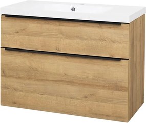 Mereo Mereo, Mailo, koupelnová skříňka s umyvadlem z litého mramoru 101 cm, černé madlo, CN522MB