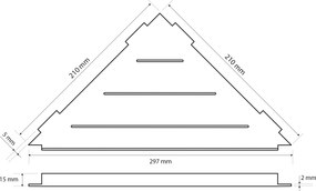 Sapho, SMART rohová police do spár 297x15x210 mm, černá mat, XJ615B