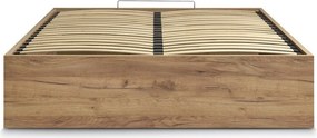 Hnědá dvoulůžková postel z dřevotřísky v dekoru břízy s úložným prostorem/bez čela s roštem 140x190 cm Mara – Bobochic Paris