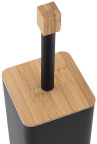 Erga Amba, hranatý toaletní WC kartáč na postavení, černá matná-přírodní hnědá, ERG-YKA-PD.AMBA-BLK