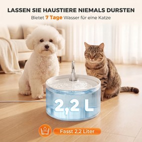PawHut Vodní fontána pro kočky 2,2L keramická fontána s 4stupňovým filtračním systémem, 2 režimy, 1 filtr a pěnovka, ultratichá pumpa, BPA-free