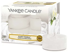 Yankee Candle Čajové svíčky Yankee Candle 12 ks - Fluffy Towels, bílá barva, vosk