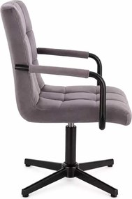 LuxuryForm DESIGN Otočná židle VERONA BLACK VELUR na černém kříži - tmavě šedá