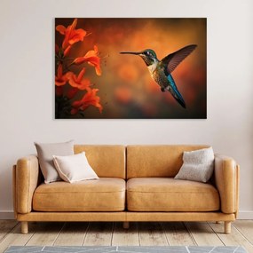 Obraz na plátně - Kolibřík se chystá sosat FeelHappy.cz Velikost obrazu: 60 x 40 cm