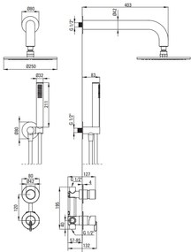 Deante Silia, sprchová souprava pod omítku s hlavovou a ruční sprchovou hlavicí, ocelová, DEA-NQS_F9YK
