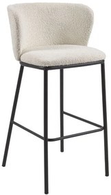 OnaDnes -20% Bílá látková bouclé barová židle Kave Home Ciselia 75 cm