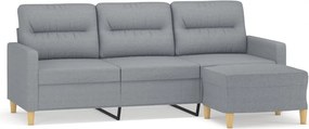 3místná pohovka s podnožkou světle šedá 180 cm textil 3201073