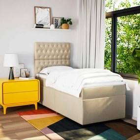 Box spring postel s matrací krémová 90x200 cm textil 3292683