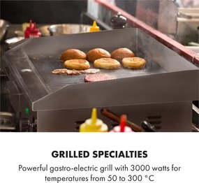 Klarstein Grillmeile 3000GR, elektrický gril, 3000 W, 54,5 x 35 cm, hladký/žebrovaný