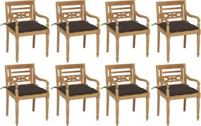vidaXL Židle Batavia s poduškami 8 ks masivní teakové dřevo [3073368] Barva: krémová
