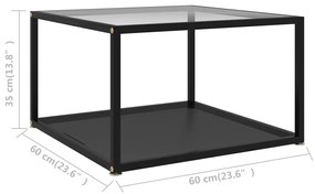 vidaXL 322891 Marketos Coffee Table Transparent and Black 60x60x35 cm Tempered Glass