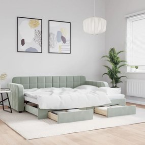 Válenda s přistýlkou a zásuvkami světle šedá 80 x 200 cm samet 3196970