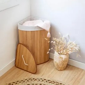 COMPACTOR Koš na prádlo Bamboo - rohový přírodní / 40 L / 35 x 35 x v6