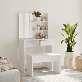 Toaletní stolek sada bílý s vysokým leskem 74,5 x 40 x 141 cm 3114143
