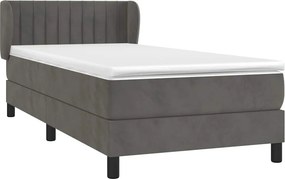Box spring postel s matrací tmavě šedá 90x190 cm samet 3127584