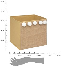 Úložný box Pompoms, 29x29x29 cm, béžová
