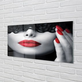 Obraz na skle Červené rty žena 125x50 cm