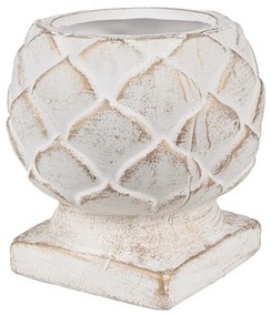 Bílý cementový obal na květináč ve tvaru obrácené šišky Skylar – 14x14 cm