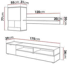 Casarredo Obývací stěna MINI bílá/jasan