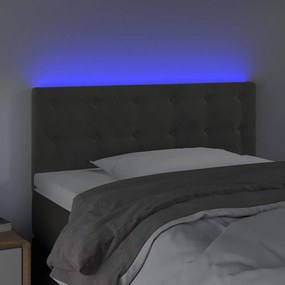 Čelo postele s LED tmavě šedé 90x5x78/88 cm samet 3122083