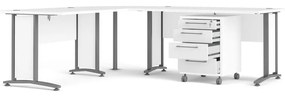 FALCO Rohový psací stůl Office 80400/304 bílá/silver grey 10166