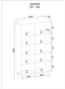 Vitrína Japandi 104 cm dub linea
