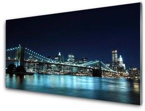 Obraz na skle Most Město Architektura Noc 125x50 cm