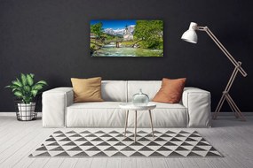 Obraz na plátně Kostel Most Jezero Příroda 125x50 cm