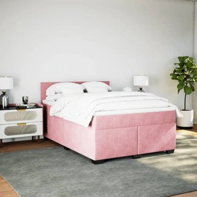 Box spring postel s matrací růžová 140x190 cm samet 3286311