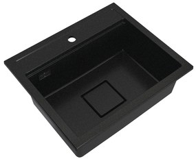 Gamma Quadro 5850, 1-komorový granitový dřez 580x495x220 mm, černá-zlatá, GMA-ZLE000232