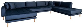 Designová sedačka Ansley U, tmavě modrý samet - levá