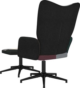 Relaxační křeslo se stoličkou patchwork textil 328200