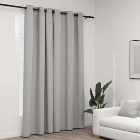 Zatemňovací závěs s kroužky vzhled lnu šedý 290 x 245 cm 321171