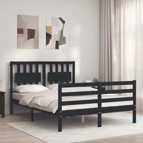 vidaXL Rám postele s čelem 120 x 200 cm masivní dřevo [3194306] Barva: Černá