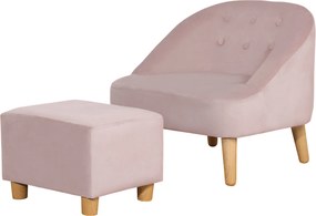 Dětské křeslo HOMCOM s otománem pro děti od 3 do 5 let, roztomilý design, sametový vzhled, 51 x 50 cm, růžová