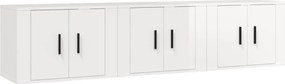 vidaXL Nástěnné TV skříňky 3 ks 57 x 34,5 x 40 cm [3188344] Barva: bílá s vysokým leskem