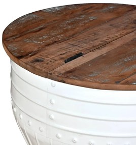 vidaXL Konferenční stole masivní recyklované dřevo bílý tvar sudu