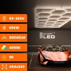 LED Stropní svítidlo LED/696W/85-265V 4000K 484x243 cm CRI 90 IP54 bílá