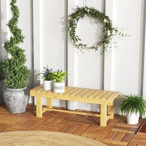 Zahradní lavice Outsunny, 2místná, masivní dřevo, 110 x 38 x 35 cm, voděodolná, odolná, stabilní, na balkon, zahradu, terasu, přírodní barva | Aosom