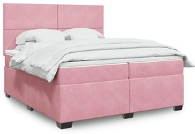 Box spring postel s matrací růžová 200x200 cm samet 3293301