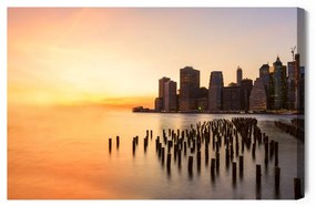 Obraz Západ Slunce V New Yorku Nedostatek Nedostatek Přírodní plátno 70x50